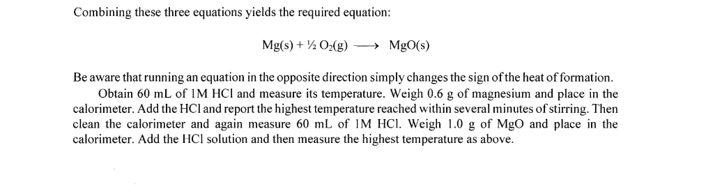 Solved PART B In this experiment the heat of formation of | Chegg.com