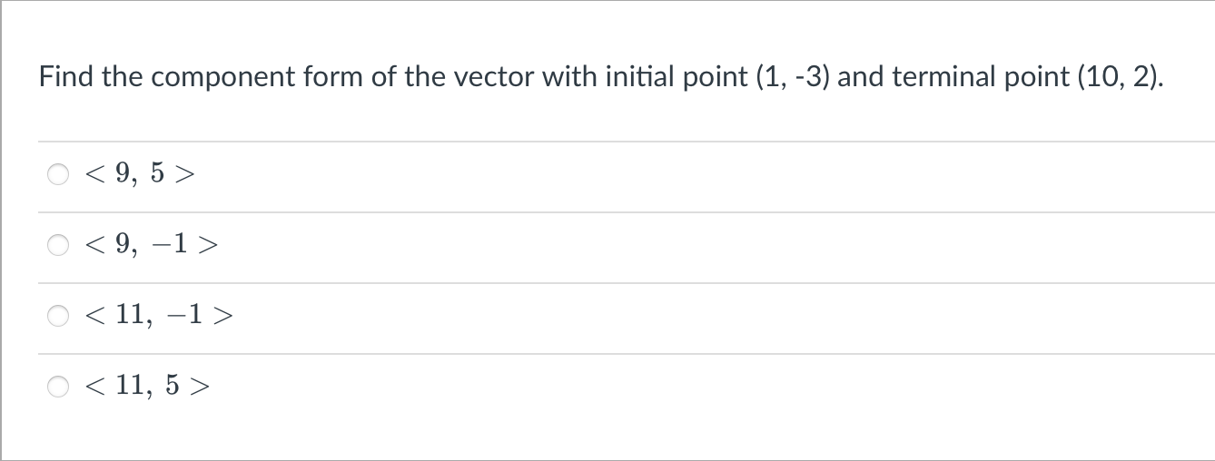 Solved Find the component form of the vector with initial | Chegg.com