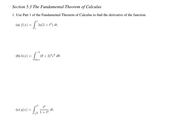 Solved Section 5.3 The Fundamental Theorem of Calculus 1. | Chegg.com