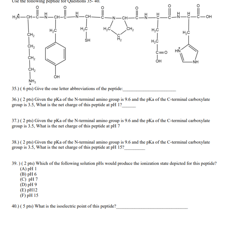 Solved Use the following peptide for Questions 39-40. 0 OO | Chegg.com