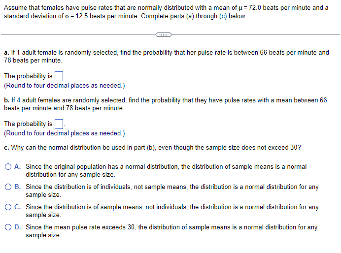 Solved Assume that females have pulse rates that are | Chegg.com
