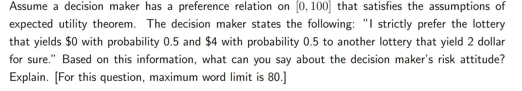 Solved Assume a decision maker has a preference relation on | Chegg.com