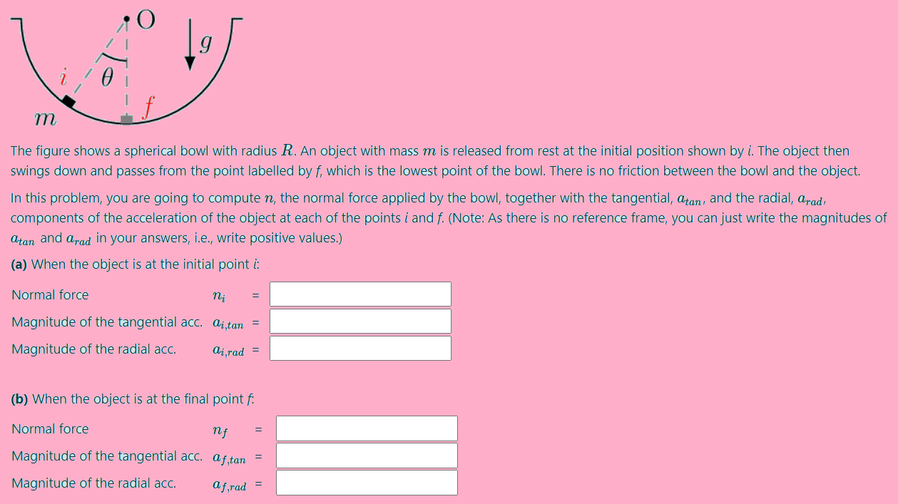 Solved m The figure shows a spherical bowl with radius R. An | Chegg.com