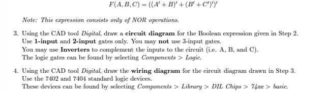 Solved F(A,B,C)=((A′+B)′+(B′+C′)′)′ Note: This expression | Chegg.com