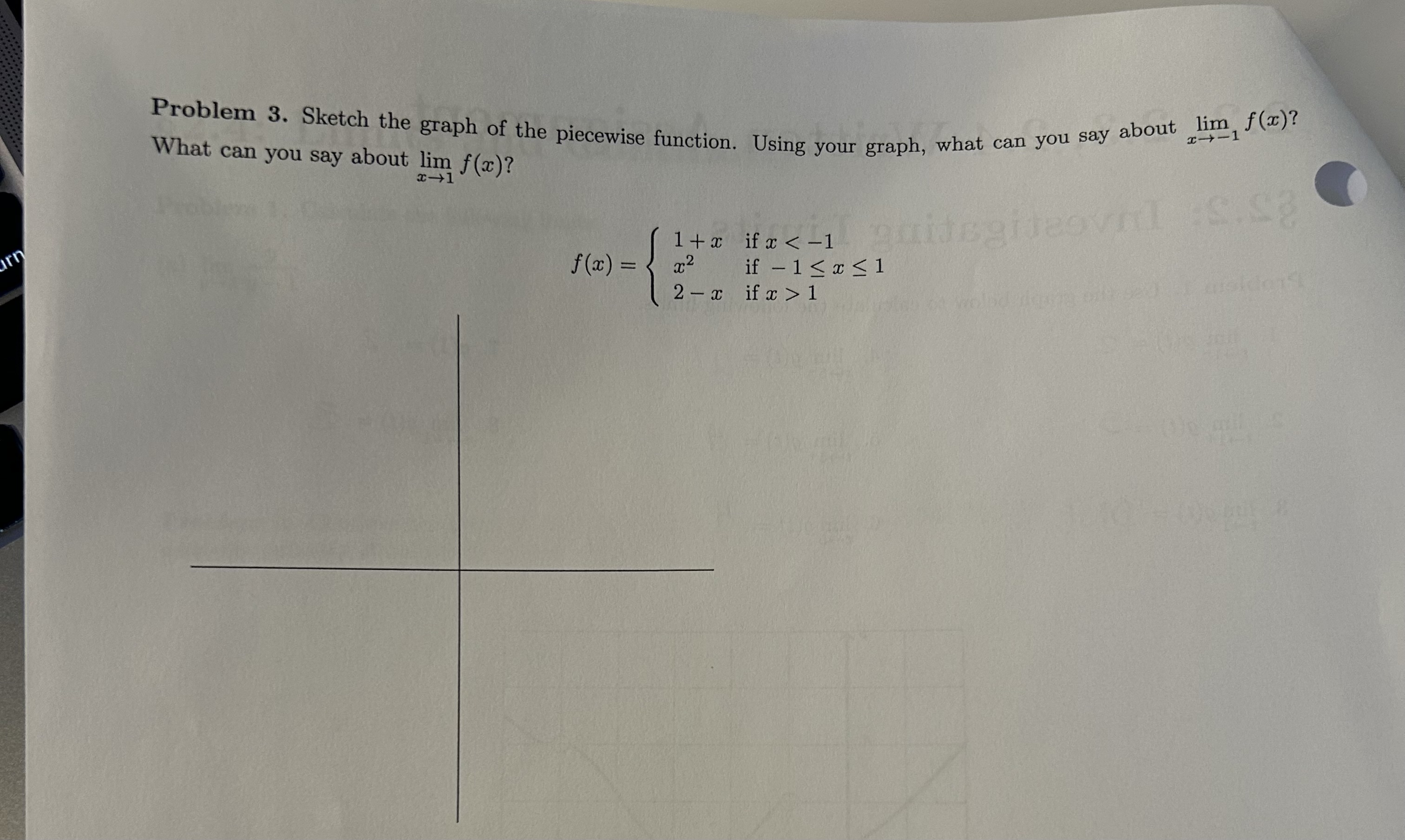 Solved Problem 3. ﻿Sketch the graph of the piecewise | Chegg.com