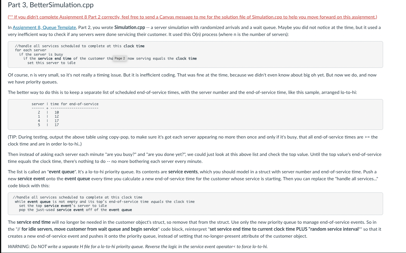 Part 3, BetterSimulation.cpp ("** If you didn't | Chegg.com