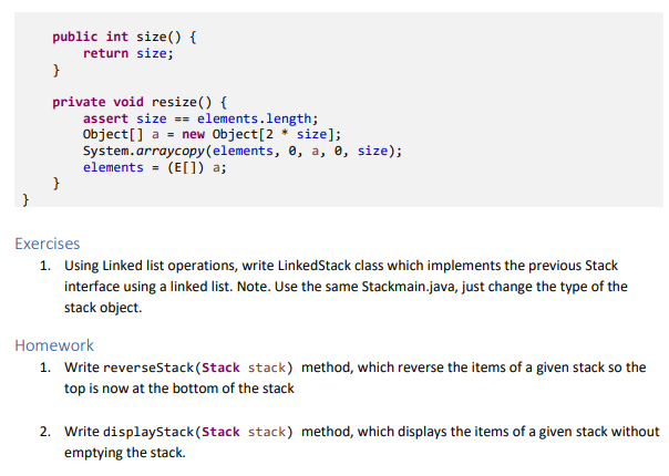 Solved \}public int size() ; return size; private void | Chegg.com