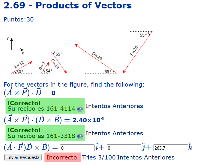 Solved 2.69 - Products of Vectors Puntos: 30 For the vectors | Chegg.com