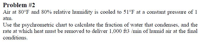 Solved Problem #2 Air at 80°F and 80% relative humidity is | Chegg.com
