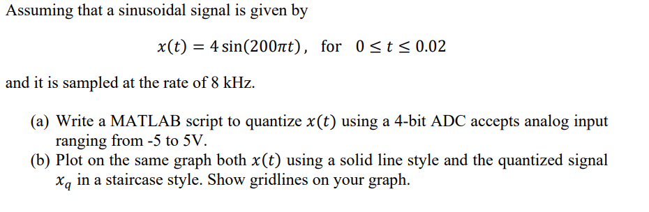 Solved Assuming that a sinusoidal signal is given by | Chegg.com