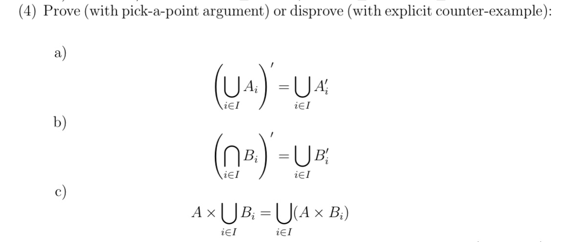 Solved (4) Prove (with pick-a-point argument) or disprove | Chegg.com