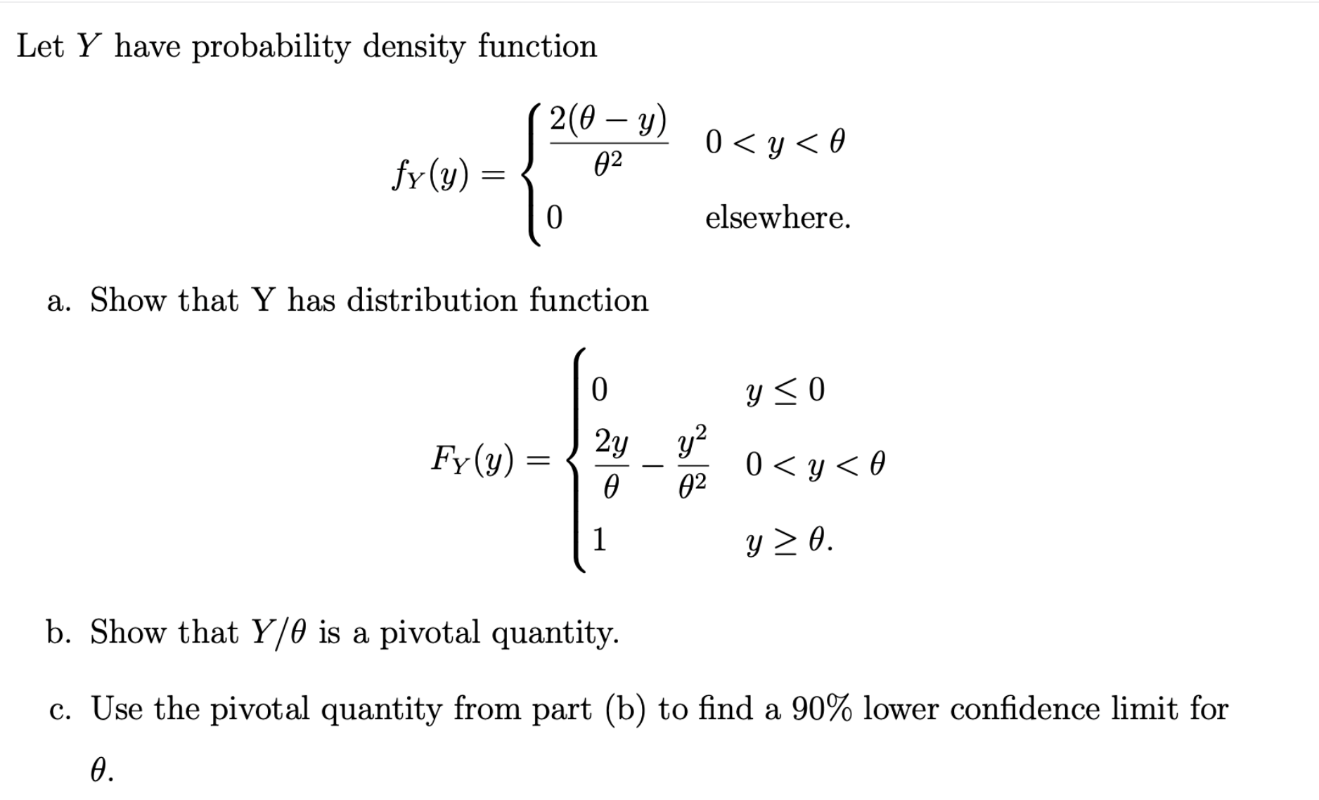 Solved Let Y have probability density function | Chegg.com