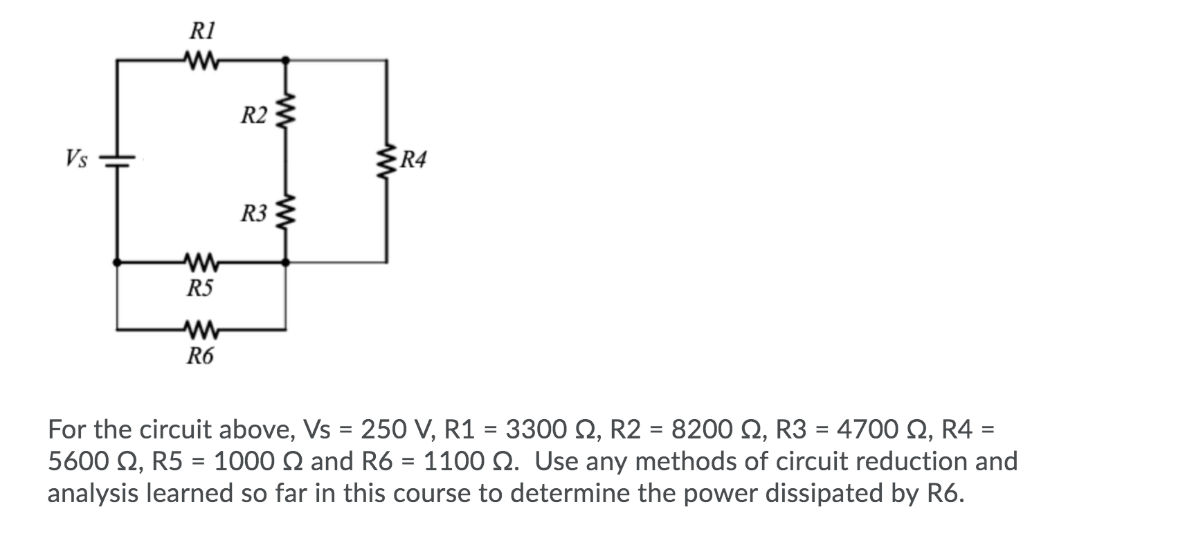 Solved A R3 RI B R2 R6 R4 R5 For the circuit above, R1 = 100 | Chegg.com