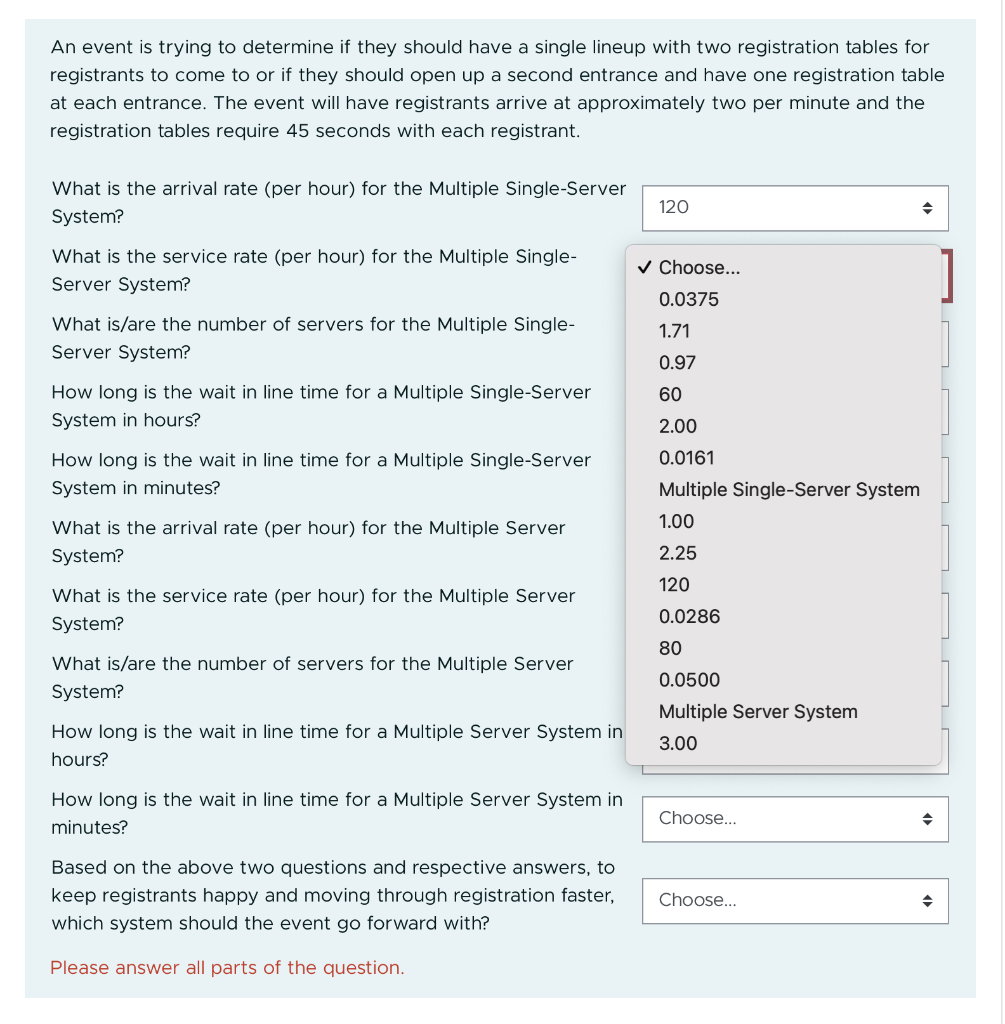 Solved An event is trying to determine if they should have a | Chegg.com