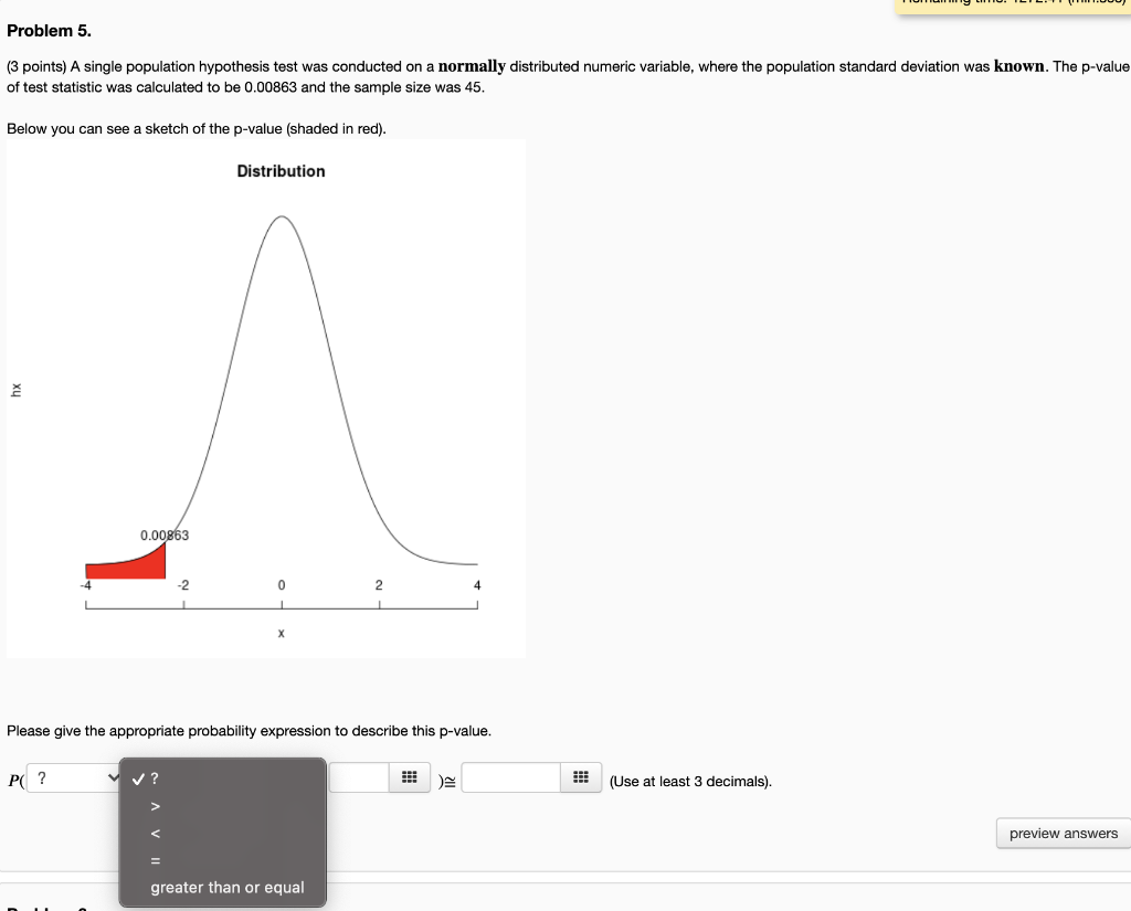 Solved maining time: (min.se Problem 5. (3 points) A single | Chegg.com