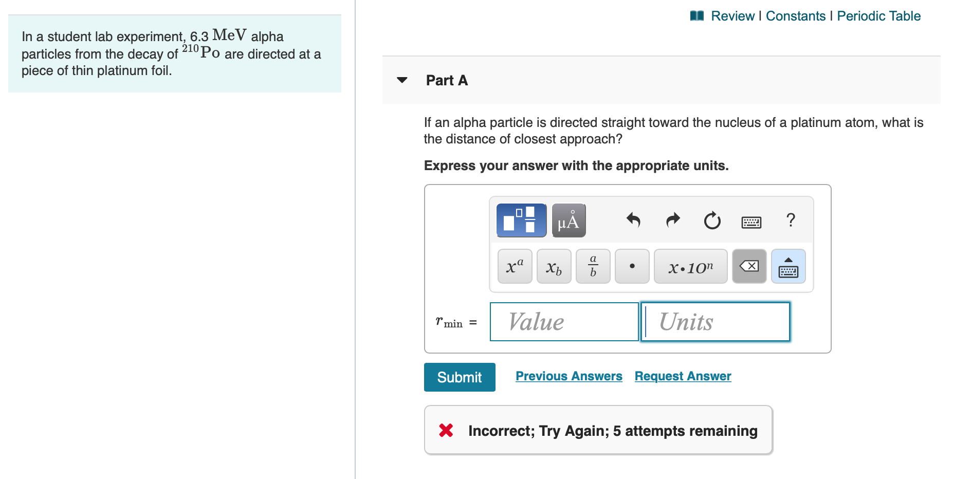 Solved Review | Constants Periodic Table In a student lab | Chegg.com