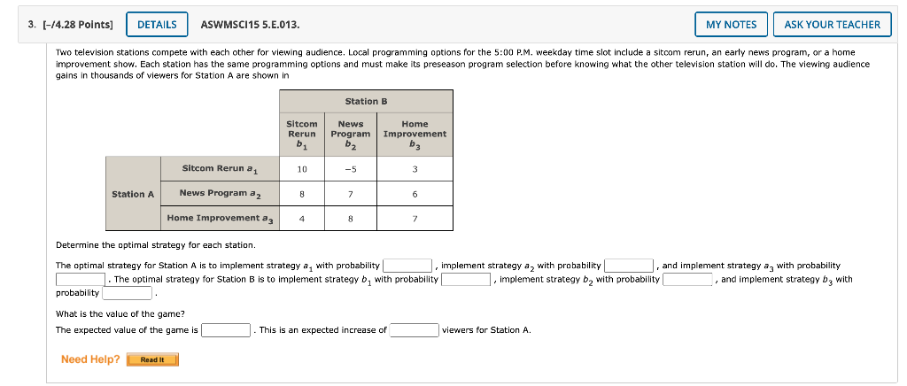 Solved 3. [-14.28 Points] DETAILS ASWMSCI15 5.E.013. MY | Chegg.com