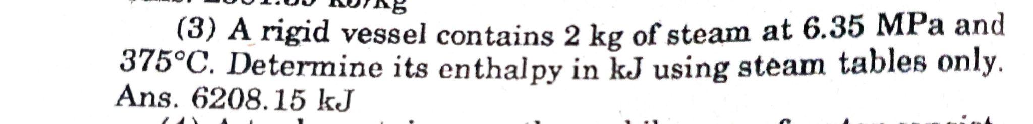Solved (3) A rigid vessel contains 2 kg of steam at 6.35 MPa | Chegg.com