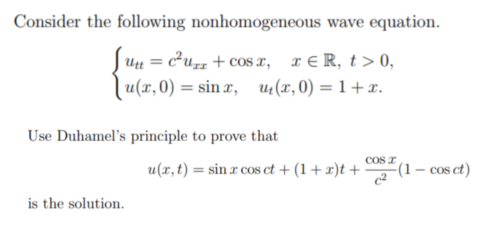 Solved Consider the following nonhomogeneous wave equation. | Chegg.com