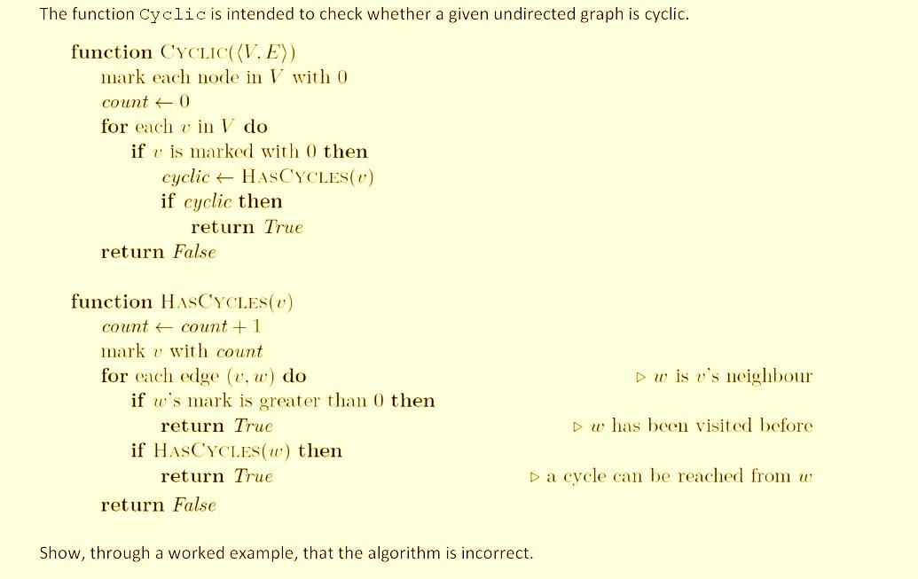 Solved The function Cyclic is intended to check whether a | Chegg.com