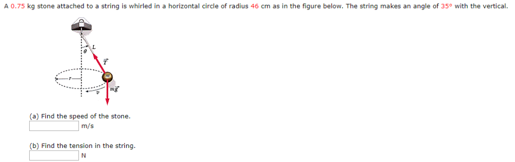 Solved A 0.75 kg stone attached to a string is whirled in a | Chegg.com