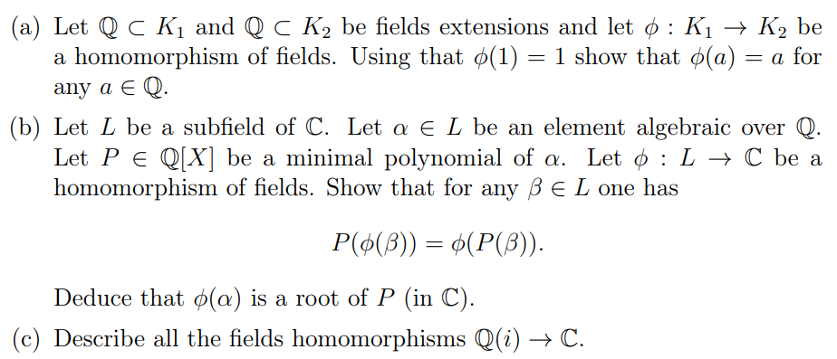 Solved (a) Let Q⊂K1 and Q⊂K2 be fields extensions and let | Chegg.com