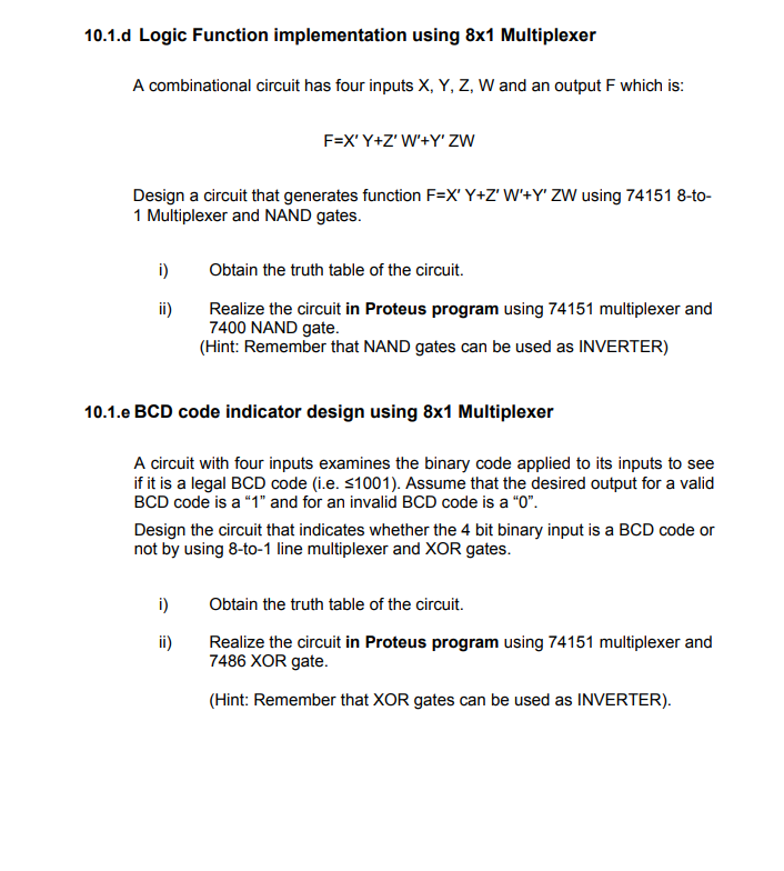 Solved 10.1 Preliminary Work Any combinational logic circuit | Chegg.com