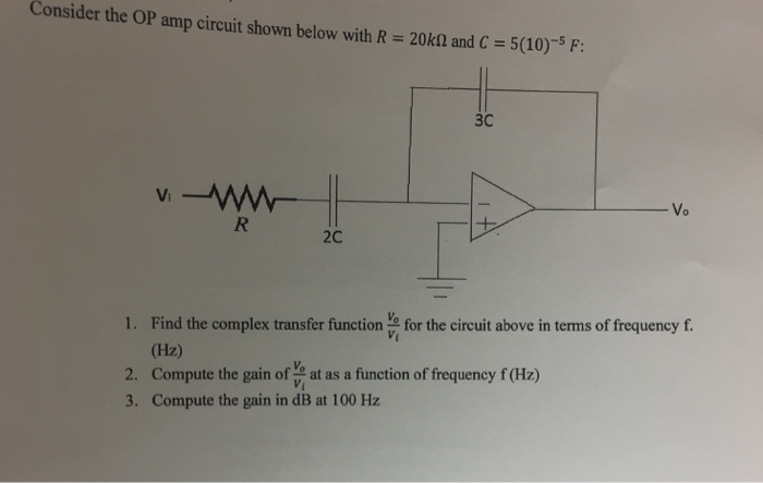 Solved Consider the OP amp circuit shown below with R = 20 k | Chegg.com