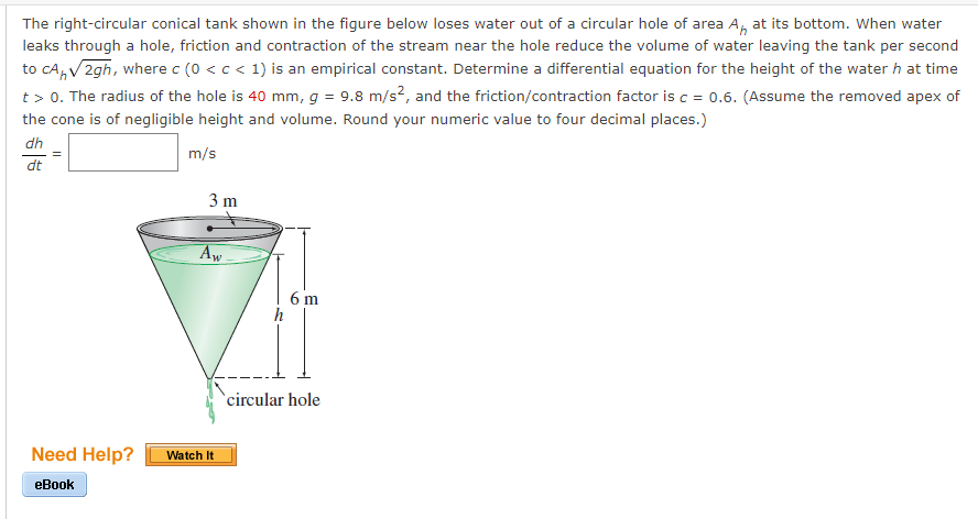 Solved The right-circular conical tank shown in the figure | Chegg.com Solved The right-circular conical tank shown in the figure | Chegg.com