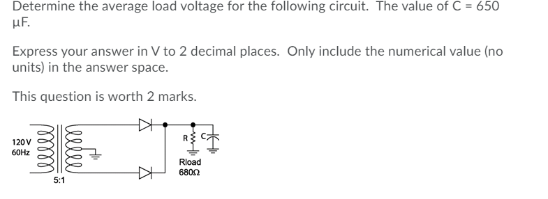 Solved Determine the average load voltage for the following | Chegg.com
