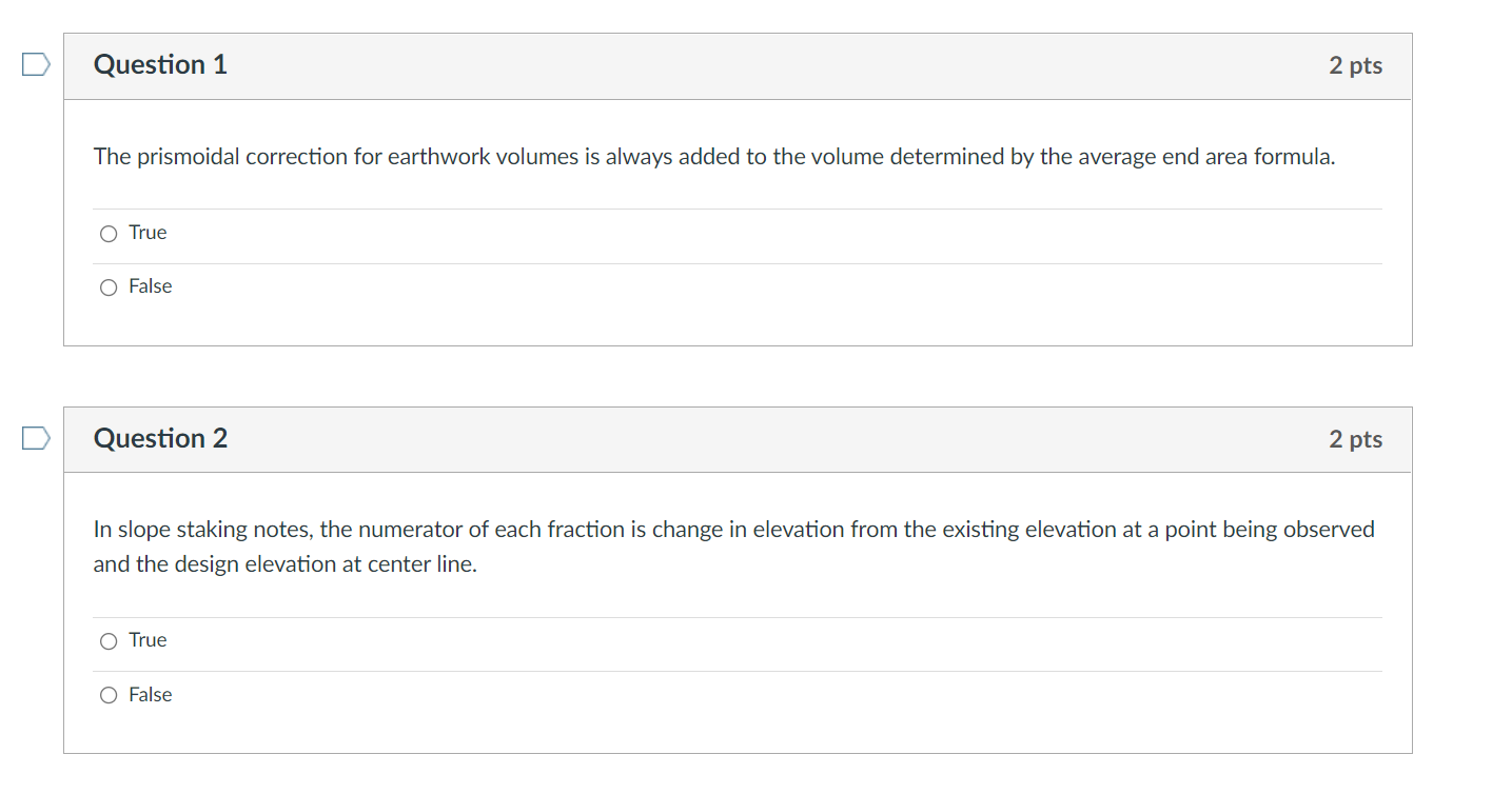 Solved U Question 1 2 pts The prismoidal correction for | Chegg.com