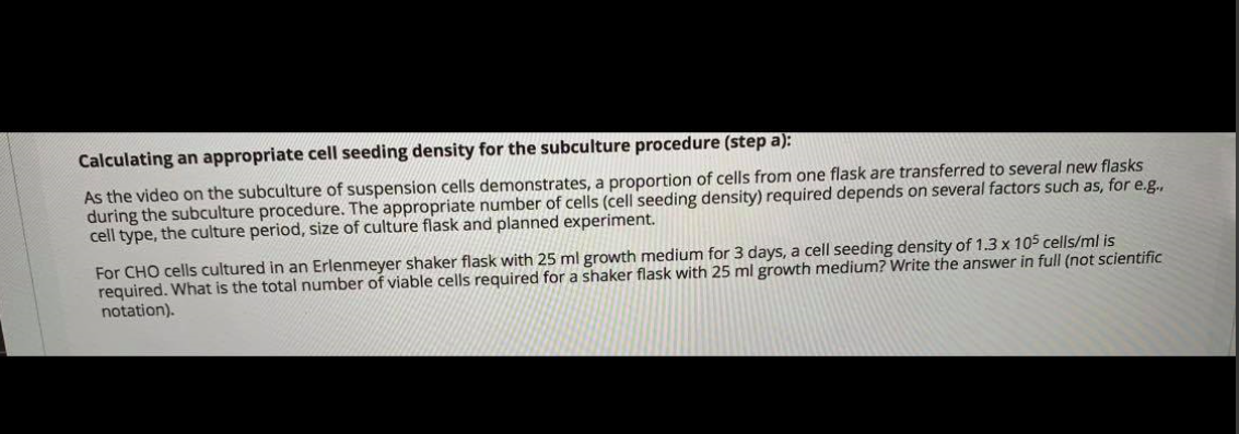 Solved Calculating an appropriate cell seeding density for | Chegg.com
