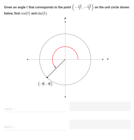 Solved Given an angle t ﻿that corresponds to the point | Chegg.com