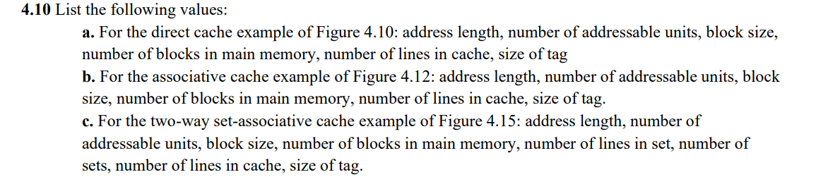 Solved 1.10 List the following values: a. For the direct | Chegg.com