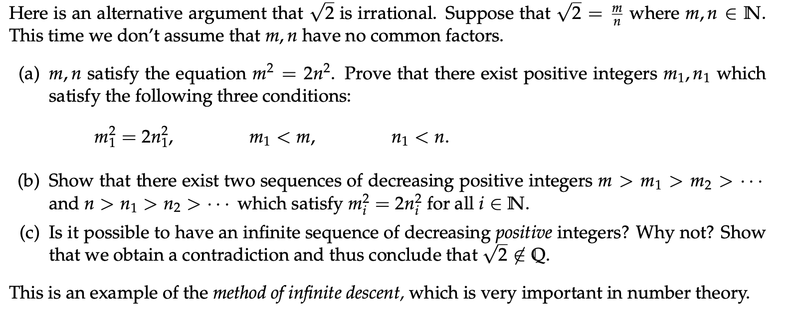 Solved Here is an alternative argument that 2 is irrational. | Chegg.com