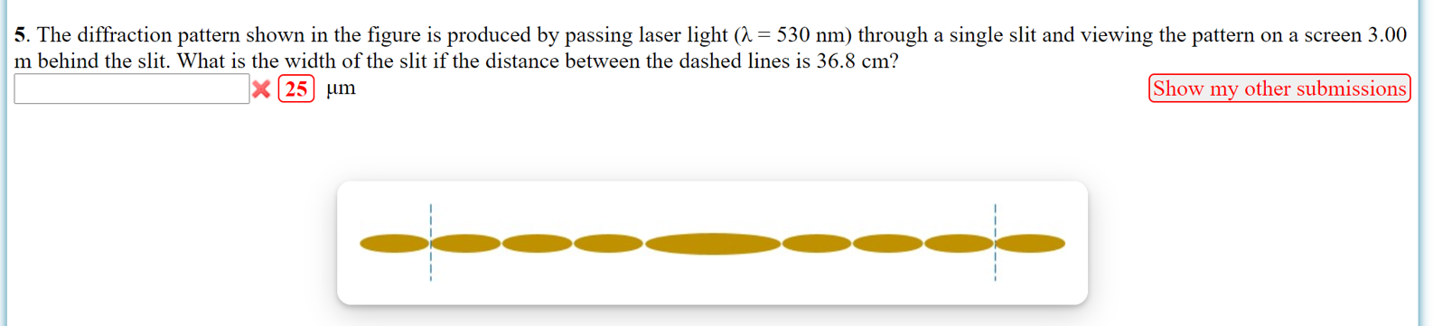Solved 5. The diffraction pattern shown in the figure is | Chegg.com