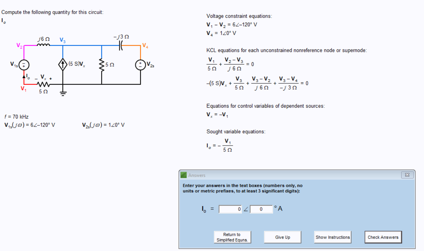 Solved Compute the following quantity for this circuit: 1. | Chegg.com