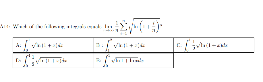 Solved iich of the following integrals equals | Chegg.com