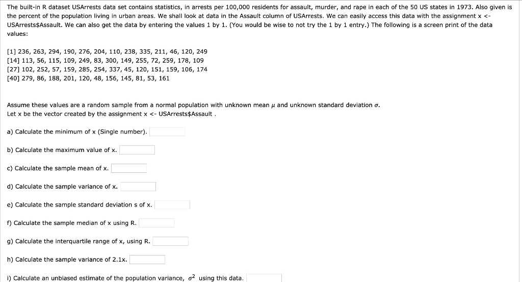 Solved The built-in R dataset USArrests data set contains | Chegg.com