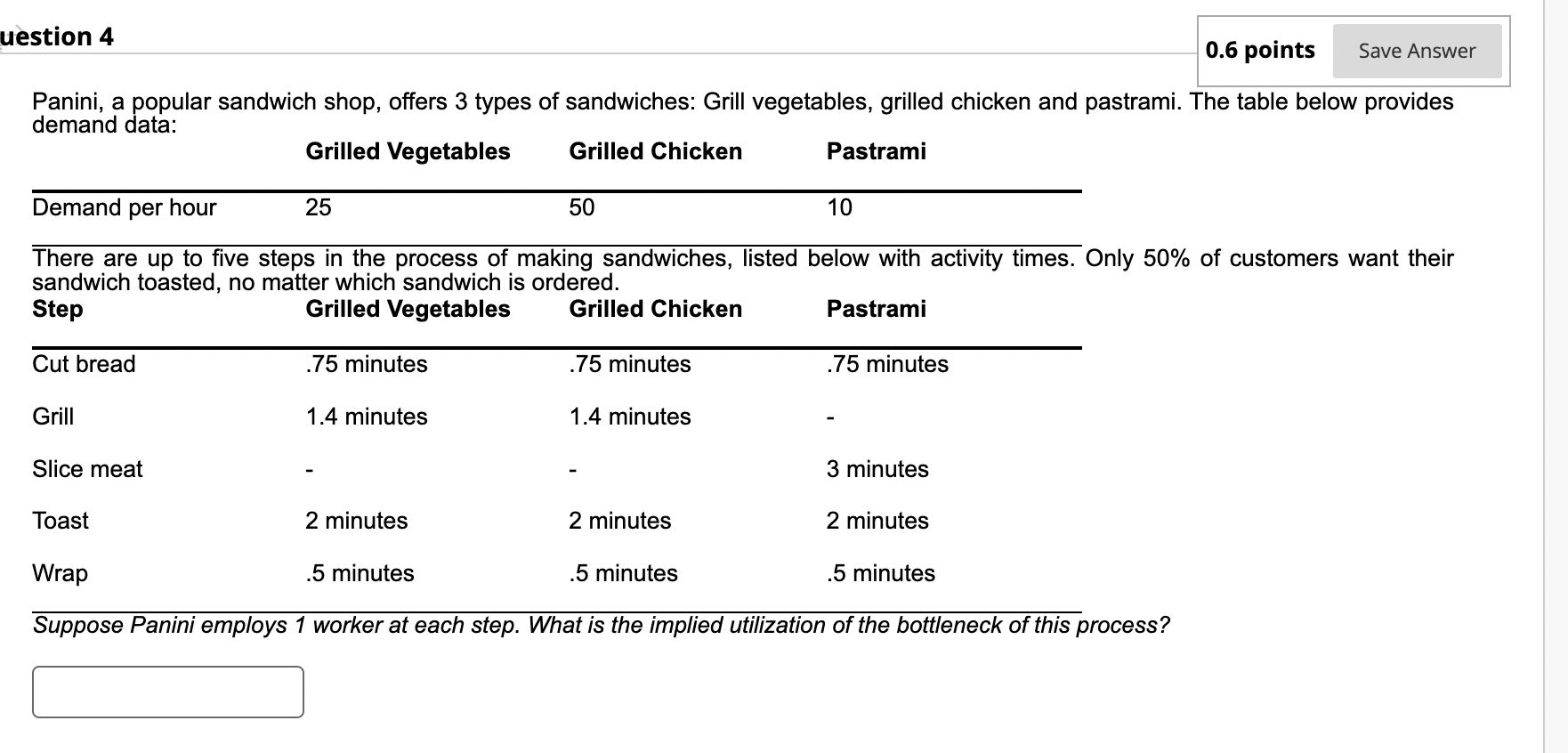 Solved Suppose Panini employs 1 worker at each step. What is | Chegg.com