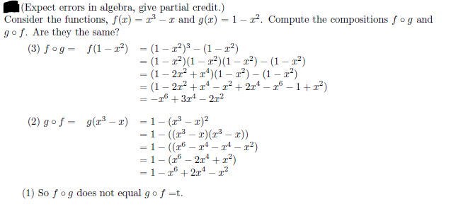 Solved (Expect errors in algebra, give partial credit.) | Chegg.com