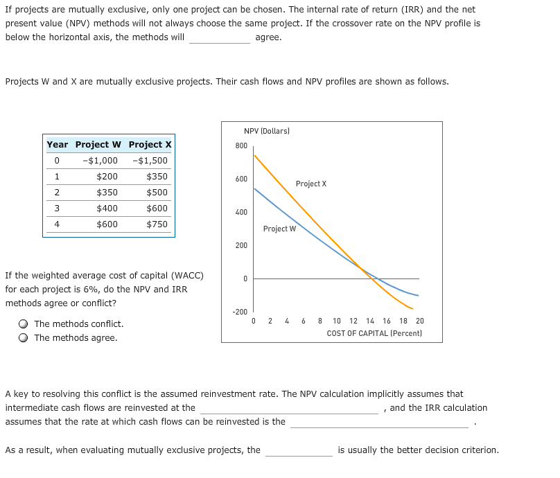 Solved If projects are mutually exclusive, only one project | Chegg.com