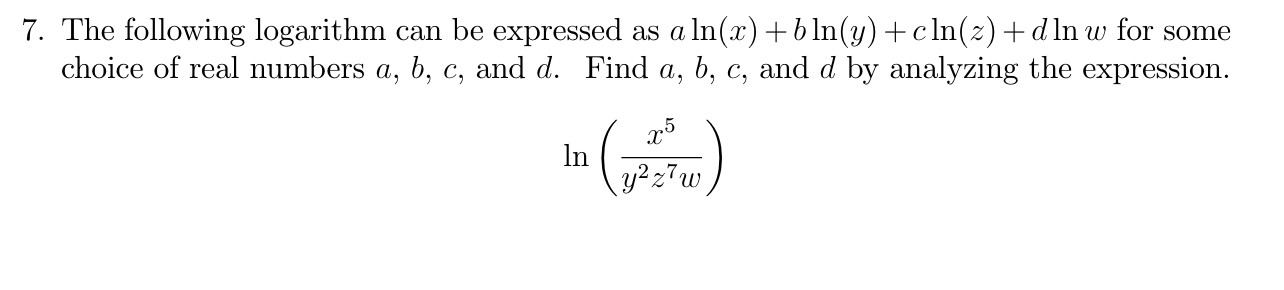 Solved The following logarithm can be expressed as | Chegg.com