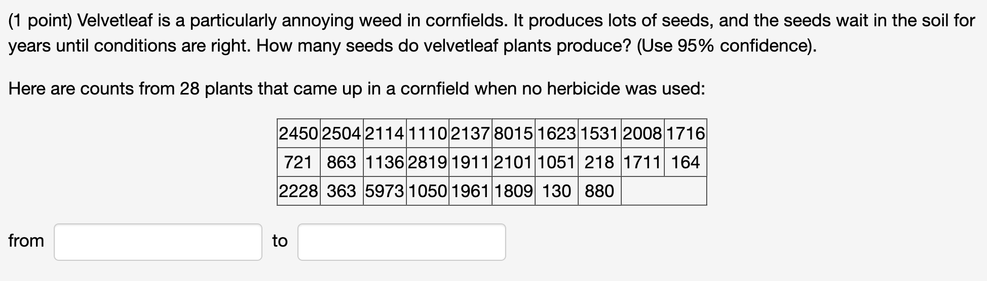 Solved (1 ﻿point) ﻿Velvetleaf is a particularly annoying | Chegg.com