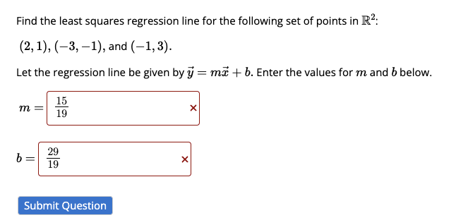 Solved Find the least squares regression line for the | Chegg.com