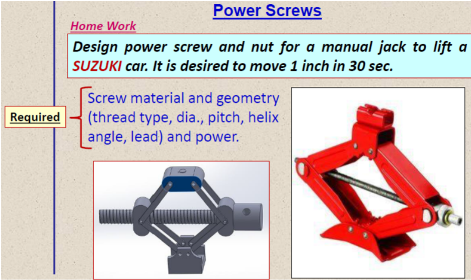 Solved Power Screws Home Work Design power screw and nut for | Chegg.com
