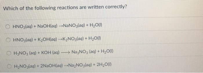 Solved Which of the following reactions are written | Chegg.com
