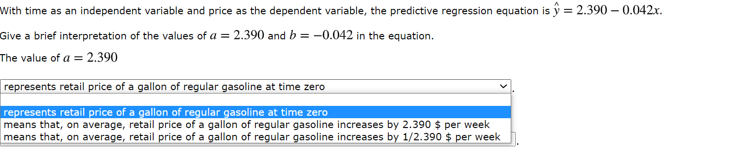Solved With time as an independent variable and price as the | Chegg.com
