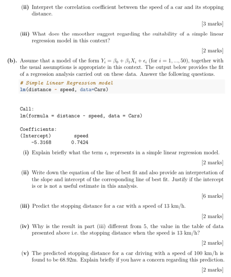 Solved Question 5 Data were collected on the speed of cars | Chegg.com