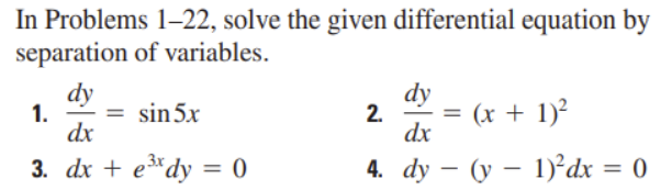 Solved In Problems 1-22, solve the given differential | Chegg.com